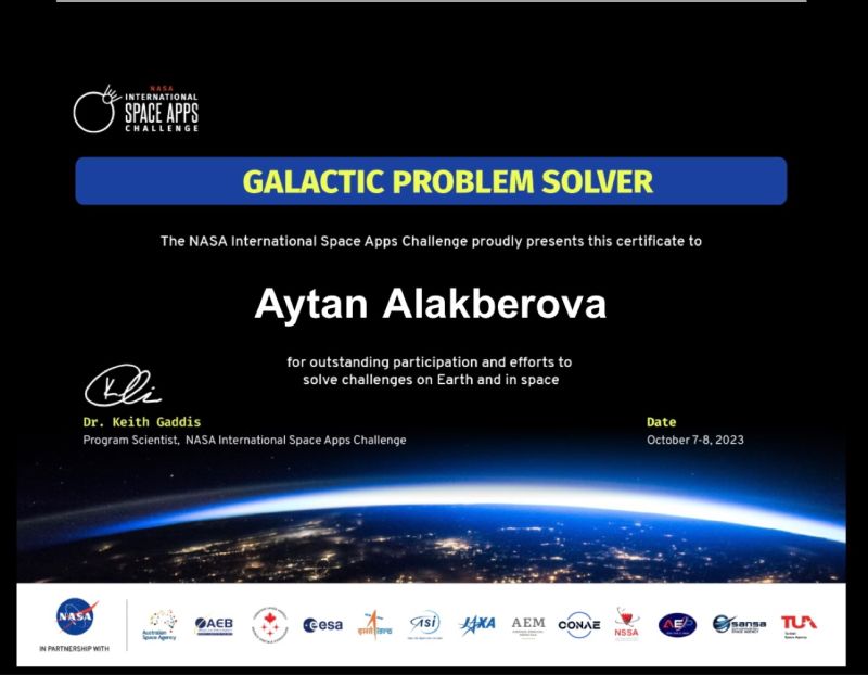 Aytan Alakberova LinkedIn‘de: #nasaappchallenge #hackathon | 11 yorum Aytan Alakberova LinkedIn‘de: #nasaappchallenge #hackathon | 11 yorum