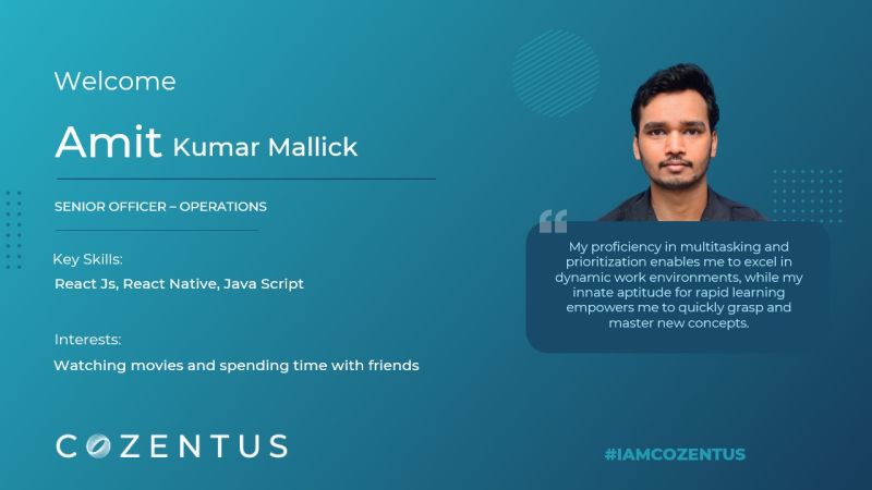 Cozentus on LinkedIn: We are happy to welcome Amit Kumar Mallick to our ... Cozentus on LinkedIn: We are happy to welcome Amit Kumar Mallick to our ...
