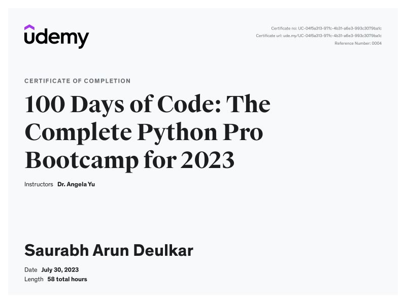 Saurabh Deulkar on LinkedIn: #100daysofpython #pythoncourse # ... Saurabh Deulkar on LinkedIn: #100daysofpython #pythoncourse # ...