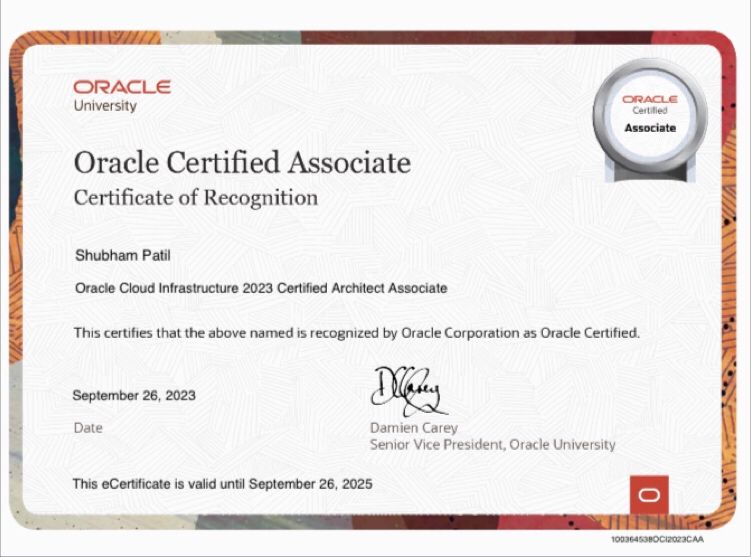 Shubham Patil on LinkedIn: #oraclecloudinfrastructure Shubham Patil on LinkedIn: #oraclecloudinfrastructure