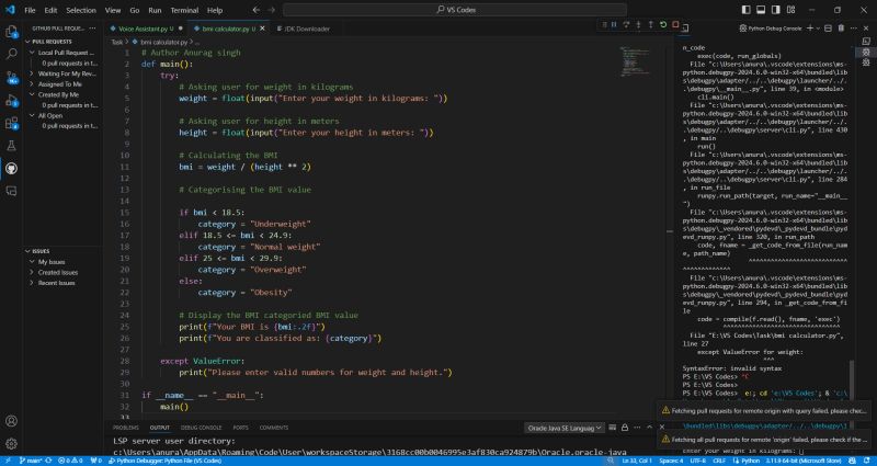 Anurag Singh on LinkedIn: #python #coding #bmi #techprojects #oasisinfobyte Anurag Singh on LinkedIn: #python #coding #bmi #techprojects #oasisinfobyte