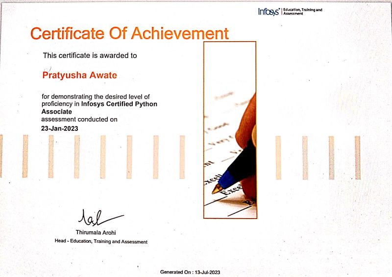 Pratyusha Awate on LinkedIn: #infosys #python Pratyusha Awate on LinkedIn: #infosys #python
