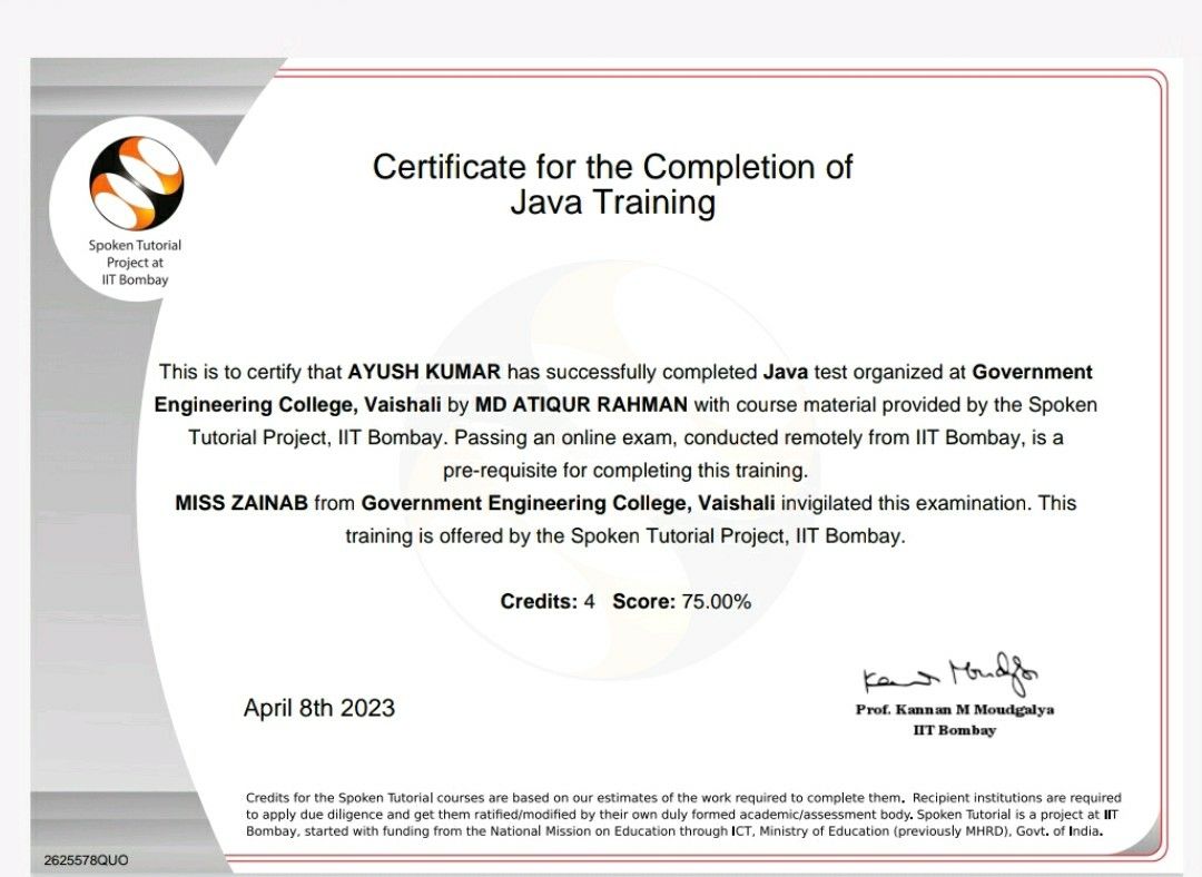 AYUSH KUMAR on LinkedIn: #training #java AYUSH KUMAR on LinkedIn: #training #java