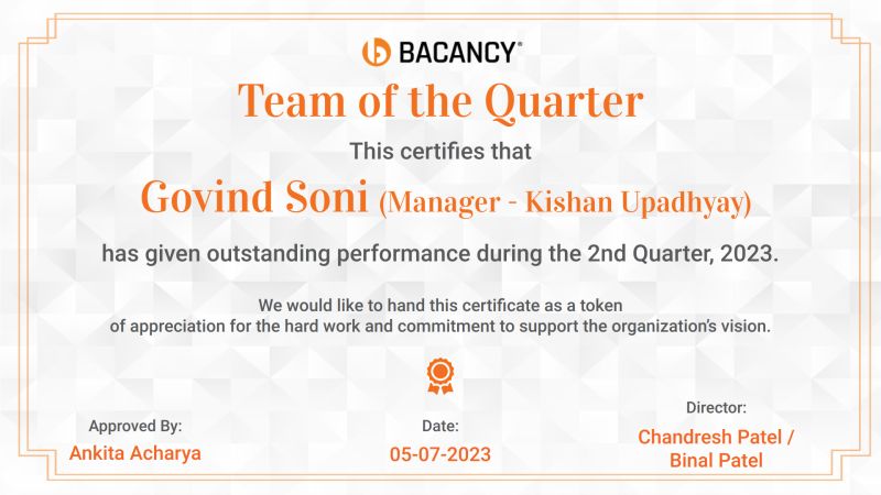 Govind Soni on LinkedIn: #growwithbacancy #awards #nominated #teamwork ... Govind Soni on LinkedIn: #growwithbacancy #awards #nominated #teamwork ...