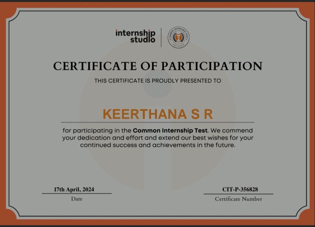 Keerthana S R on LinkedIn: #internshipstudio Keerthana S R on LinkedIn: #internshipstudio