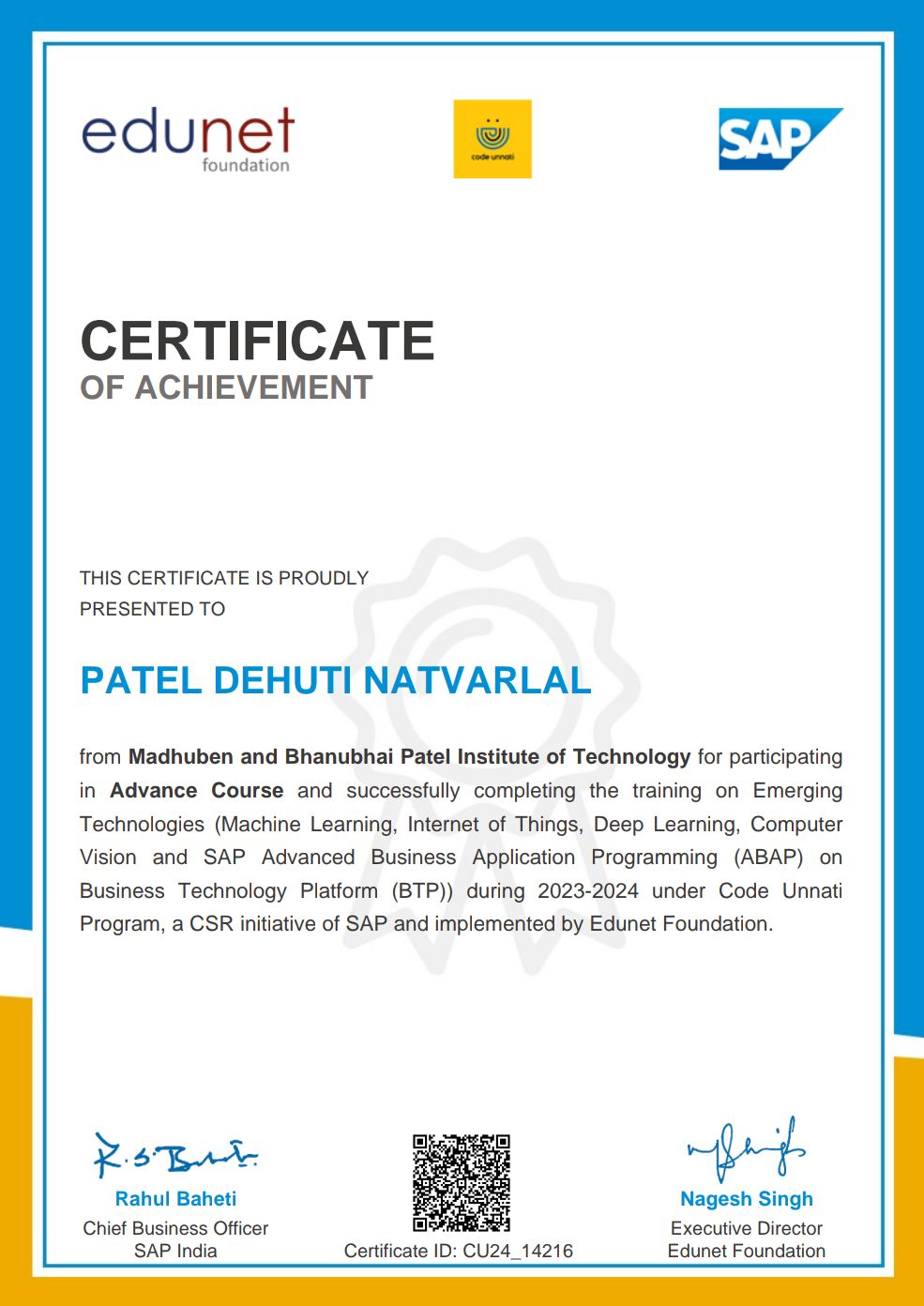 Dehuti Patel on LinkedIn: #sap #codeunnati #edunetfoundation Dehuti Patel on LinkedIn: #sap #codeunnati #edunetfoundation