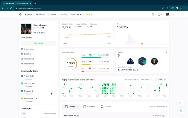 Utkir Khujaev on LinkedIn: #leetcode #leetcode2023 | 10 comments Utkir Khujaev on LinkedIn: #leetcode #leetcode2023 | 10 comments