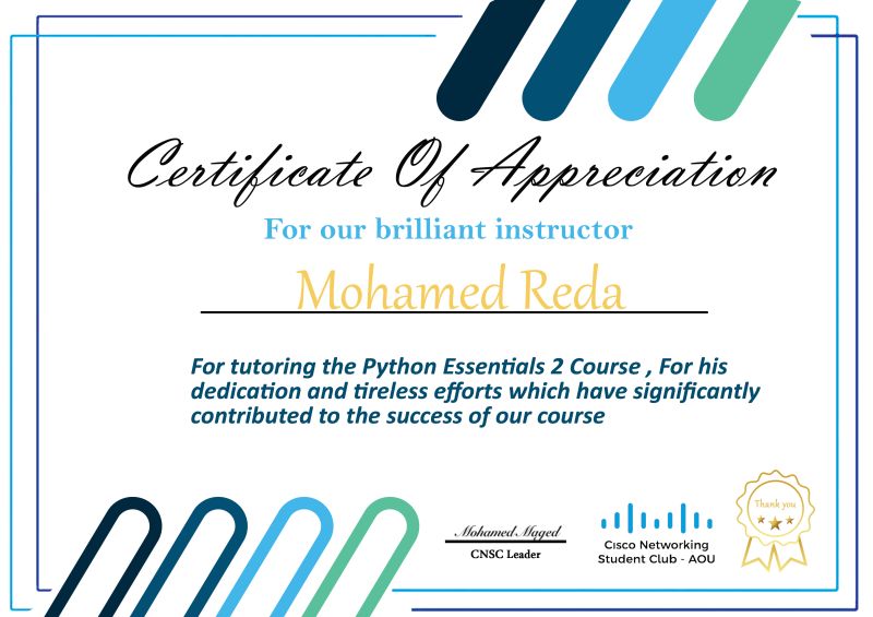 Mohamed Elgendy on LinkedIn: #python #instructor #cncs #certification Mohamed Elgendy on LinkedIn: #python #instructor #cncs #certification