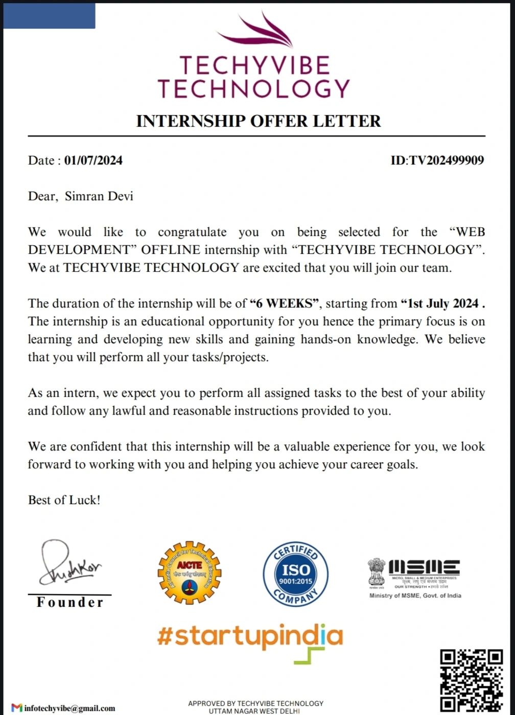 Simran Parmar on LinkedIn: I am glad to post my Frist internship offer ... Simran Parmar on LinkedIn: I am glad to post my Frist internship offer ...