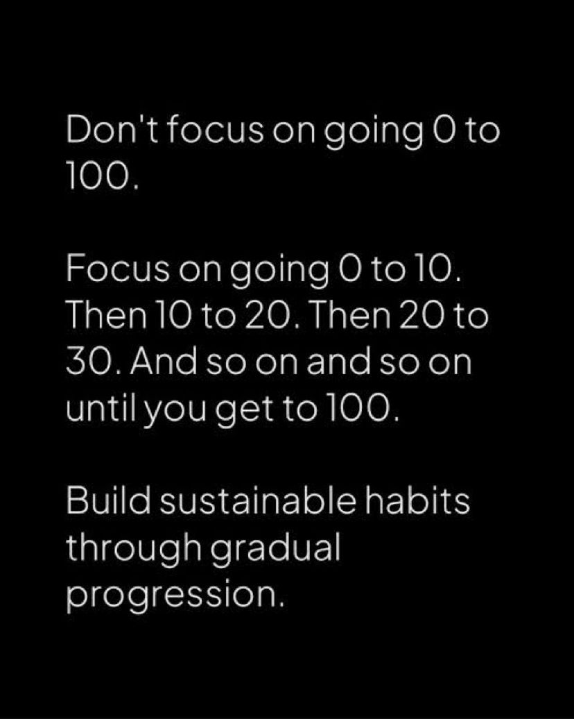 Fatima Baig on LinkedIn: Build sustainable habits through gradual ... Fatima Baig on LinkedIn: Build sustainable habits through gradual ...