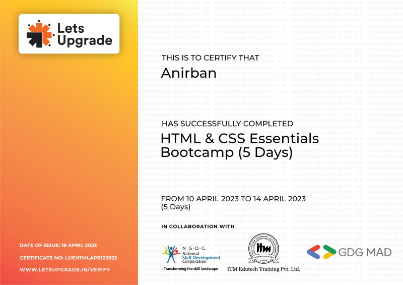 Anirban Dutta on LinkedIn: #certificate #html #css #html #css Anirban Dutta on LinkedIn: #certificate #html #css #html #css