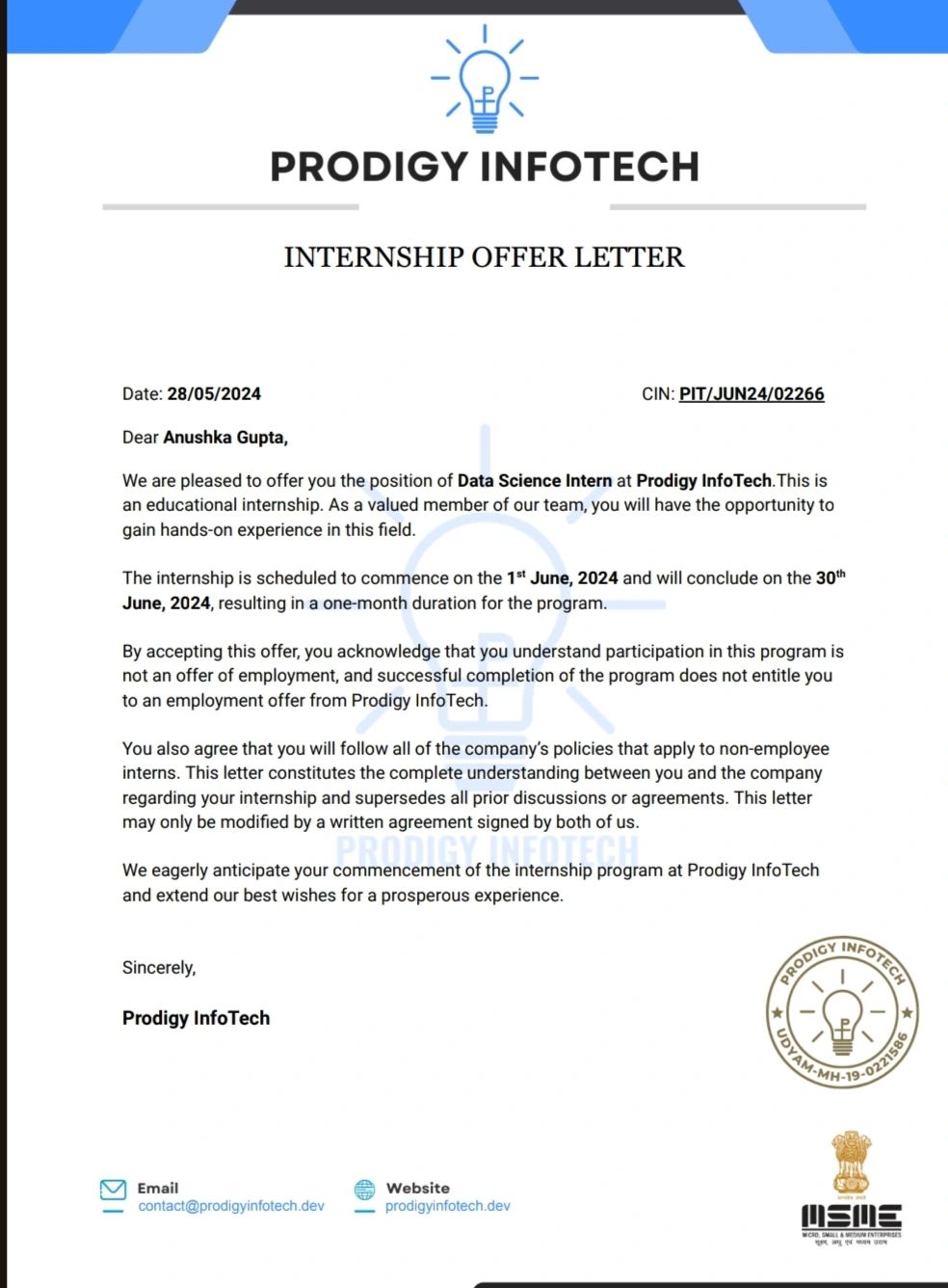 Anushka Gupta on LinkedIn: #internship #prodigy #newbeginning Anushka Gupta on LinkedIn: #internship #prodigy #newbeginning