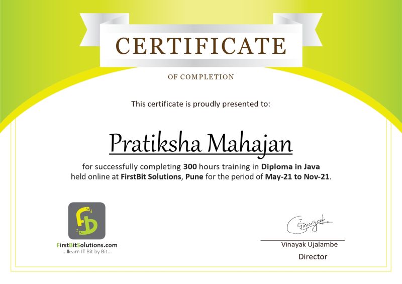 Pratiksha Mahajan on LinkedIn: Full stack java certification Pratiksha Mahajan on LinkedIn: Full stack java certification