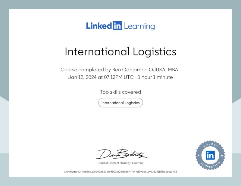 Ben Odhiambo OJUKA, MBA. on LinkedIn: Certificate of Completion Ben Odhiambo OJUKA, MBA. on LinkedIn: Certificate of Completion