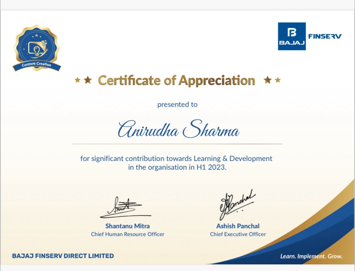 Anirudha Sharma on LinkedIn: Learn,Implement & Grow. Bajaj Markets | 25 ... Anirudha Sharma on LinkedIn: Learn,Implement & Grow. Bajaj Markets | 25 ...
