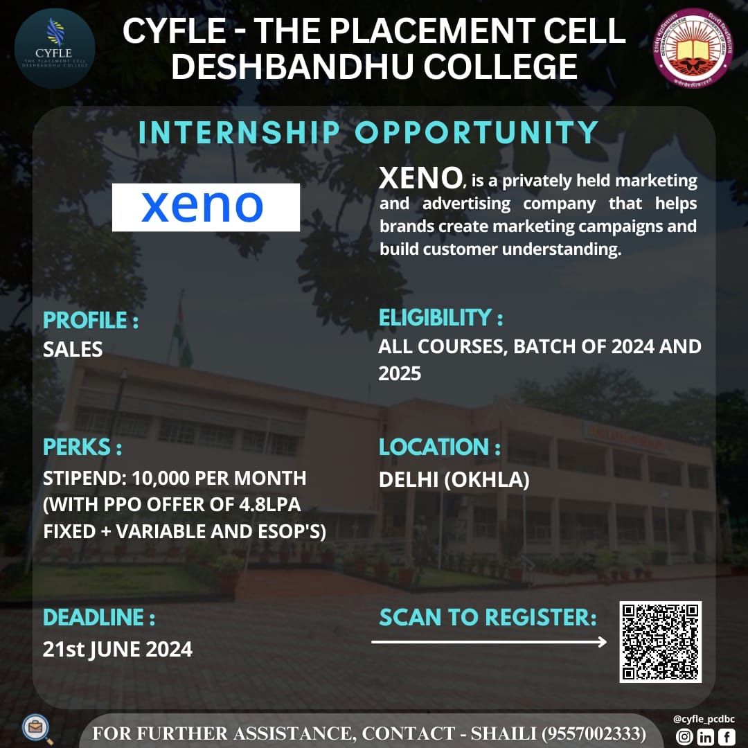 CYFLE - The Placement Cell, Deshbandhu College on LinkedIn: Internship ... CYFLE - The Placement Cell, Deshbandhu College on LinkedIn: Internship ...