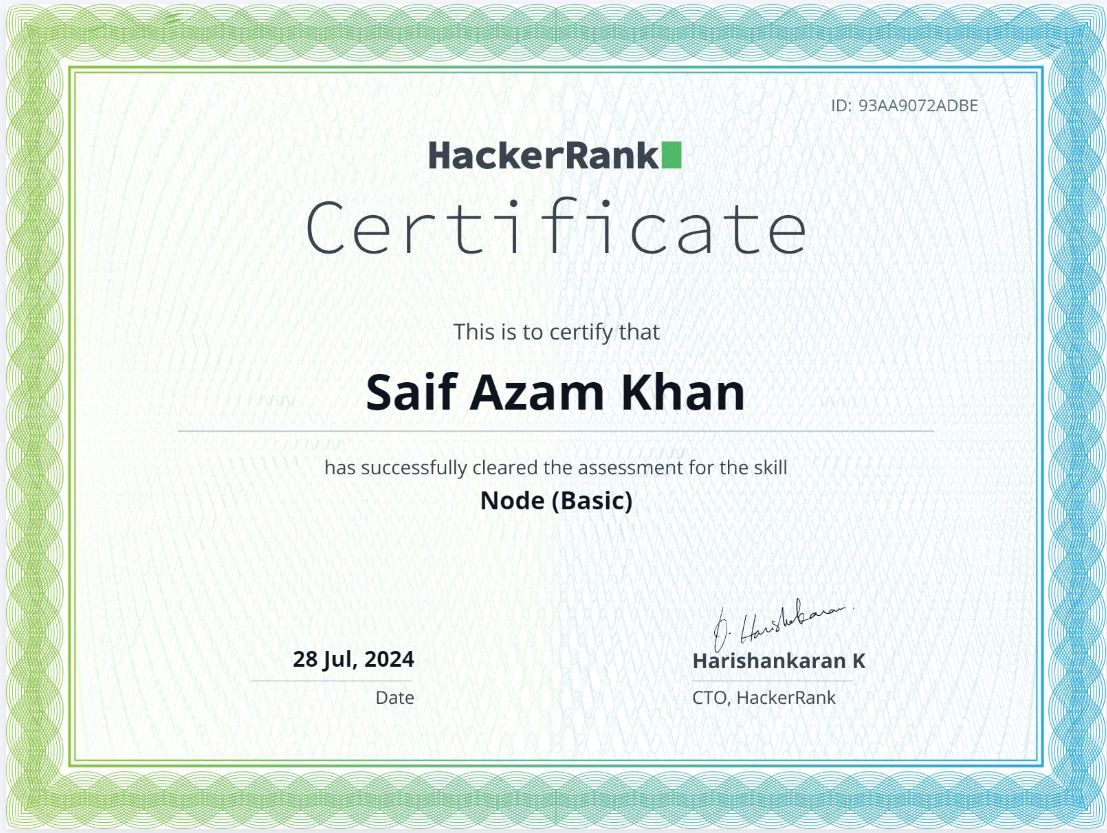 Saif Azam Khan on LinkedIn: #nodejs #hackerrank #webdevelopment # ... Saif Azam Khan on LinkedIn: #nodejs #hackerrank #webdevelopment # ...