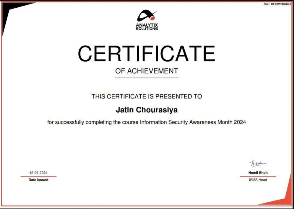 Jatin Chourasiya on LinkedIn: #success #achievement #certificate Jatin Chourasiya on LinkedIn: #success #achievement #certificate