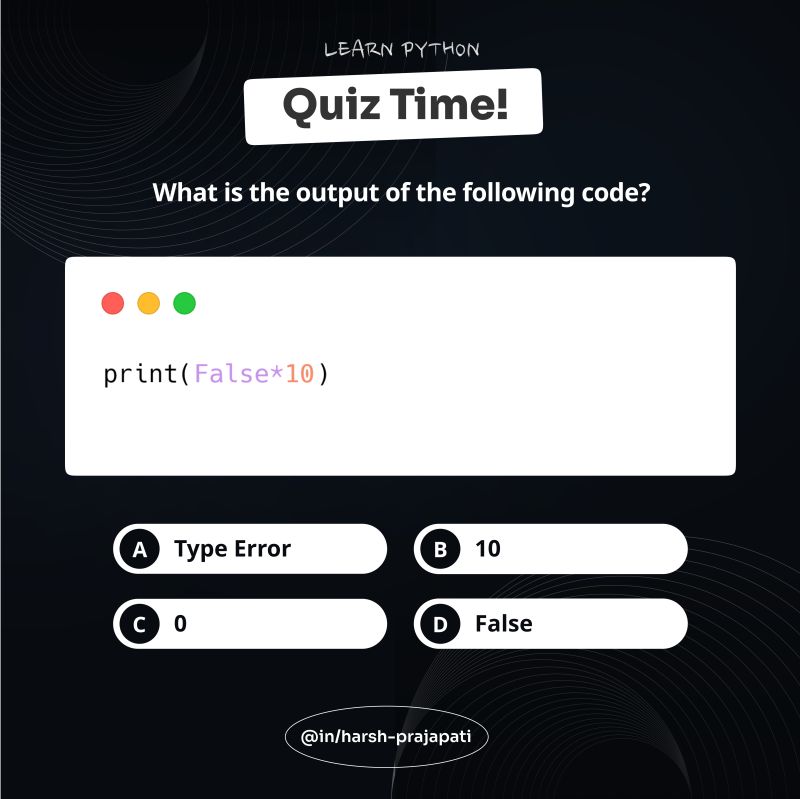 Harsh Prajapati on LinkedIn: #pythonquiz #quiz #quiztime #quizquestions ... Harsh Prajapati on LinkedIn: #pythonquiz #quiz #quiztime #quizquestions ...
