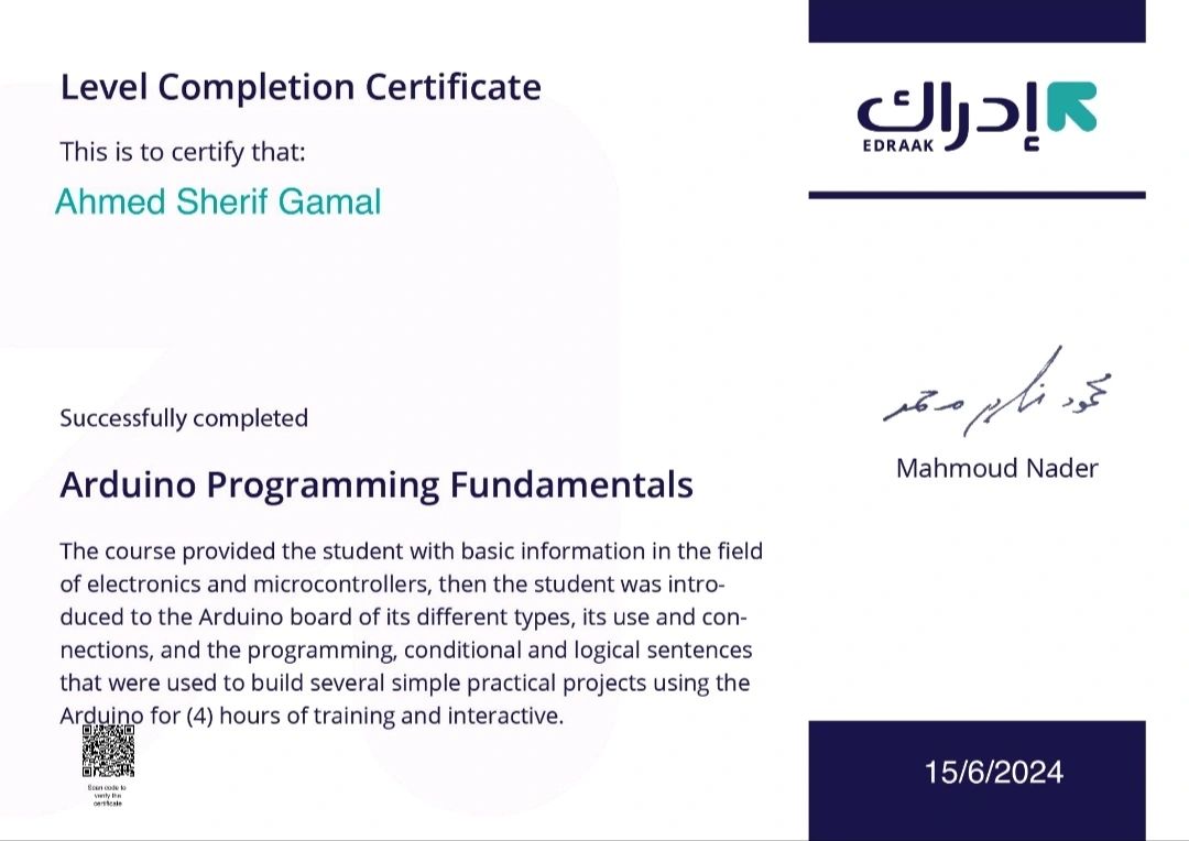 Ahmed Sherif on LinkedIn: sensational news šØ I Completed the Arduino ... Ahmed Sherif on LinkedIn: sensational news šØ I Completed the Arduino ...