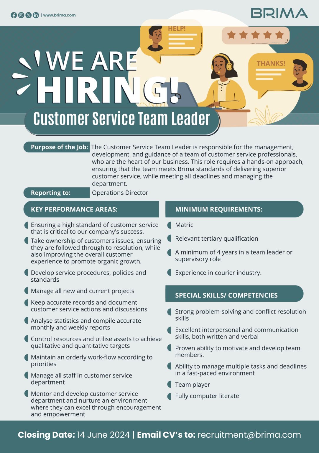 Brima Logistics on LinkedIn: BRIMA is hiring! We’re looking team leader ... Brima Logistics on LinkedIn: BRIMA is hiring! We’re looking team leader ...