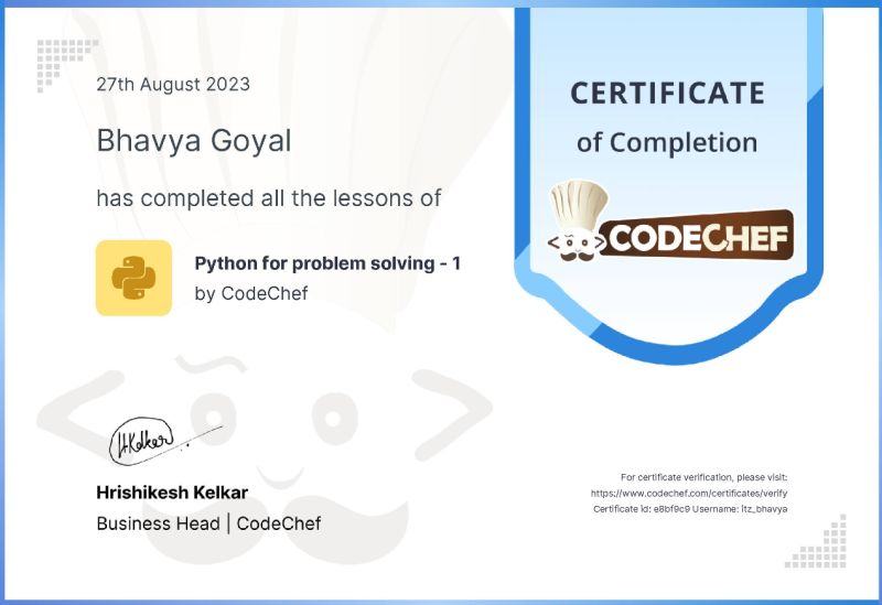 bhavya goyal on LinkedIn: #python #codechef bhavya goyal on LinkedIn: #python #codechef