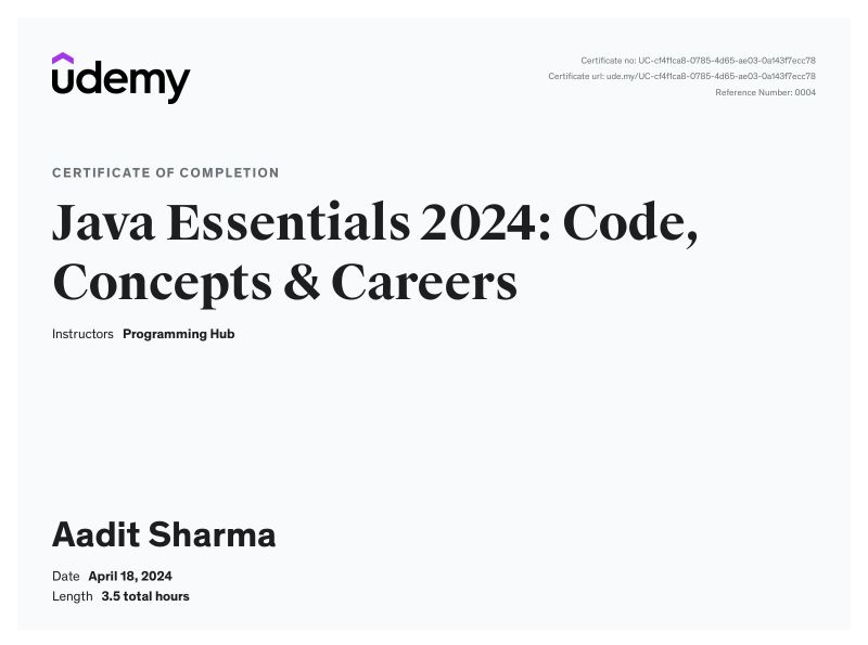 Aadit Sharma on LinkedIn: #javaskills #udemycourse #codingempowerment Aadit Sharma on LinkedIn: #javaskills #udemycourse #codingempowerment