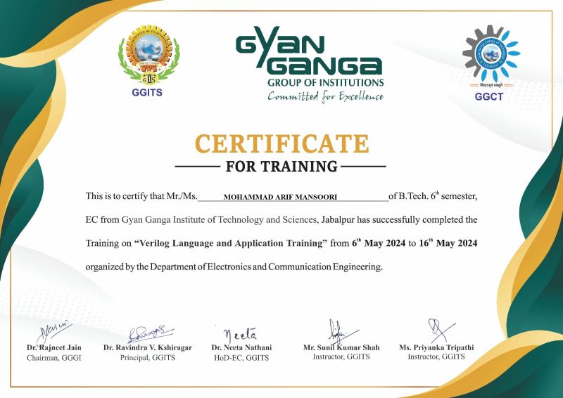 Completed Verilog Language and Application Training | Mohammad Arif ... Completed Verilog Language and Application Training | Mohammad Arif ...