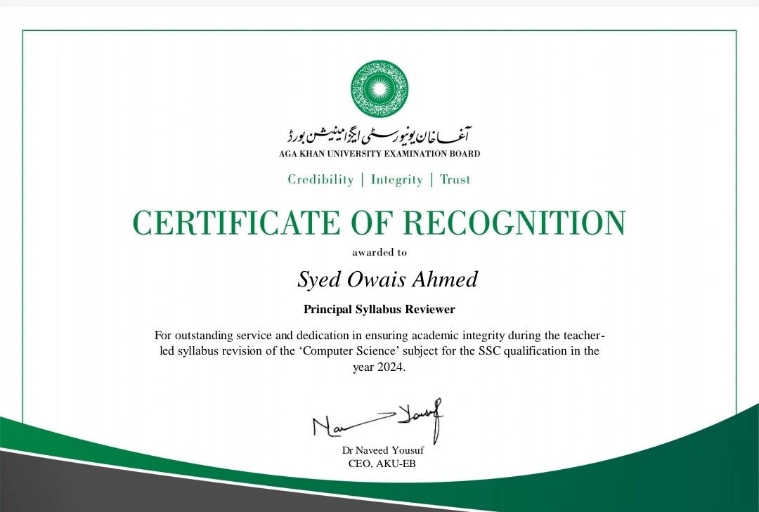 Syed Owais Ahmed on LinkedIn: #achievement #recognition #education # ... Syed Owais Ahmed on LinkedIn: #achievement #recognition #education # ...