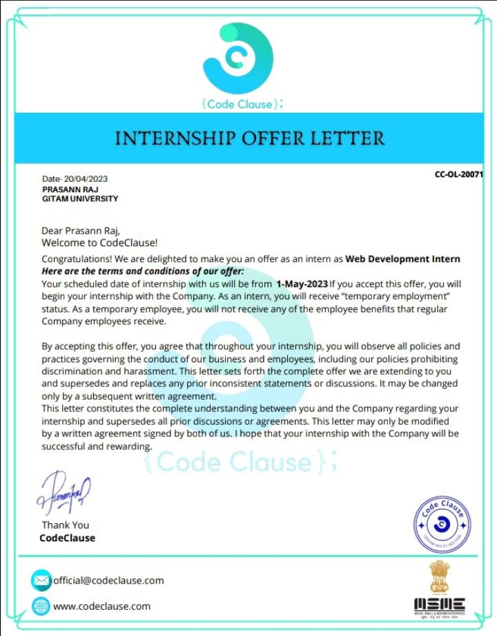 Prasann Raj on LinkedIn: #internship #webdevelopment #codeclause Prasann Raj on LinkedIn: #internship #webdevelopment #codeclause
