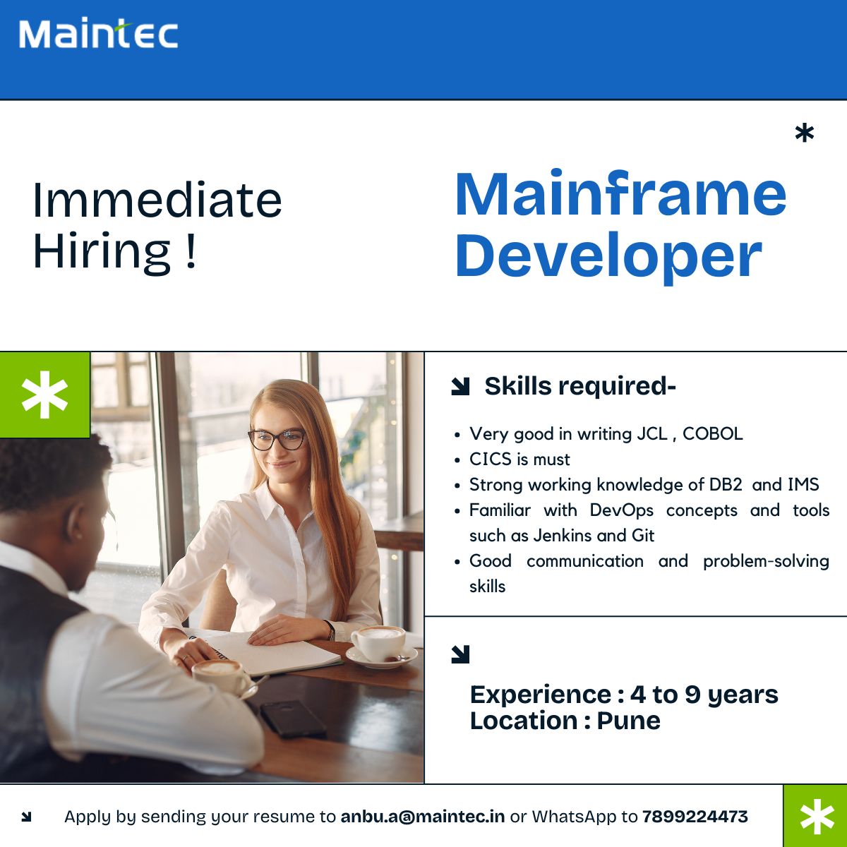 Maintec Technologies - India on LinkedIn: Mainframe Developer Maintec Technologies - India on LinkedIn: Mainframe Developer