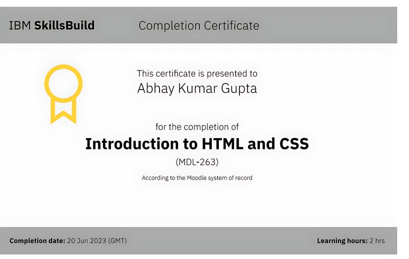 Abhay Kumar Gupta on LinkedIn: #html #css #certification #ibm #skillbuild Abhay Kumar Gupta on LinkedIn: #html #css #certification #ibm #skillbuild