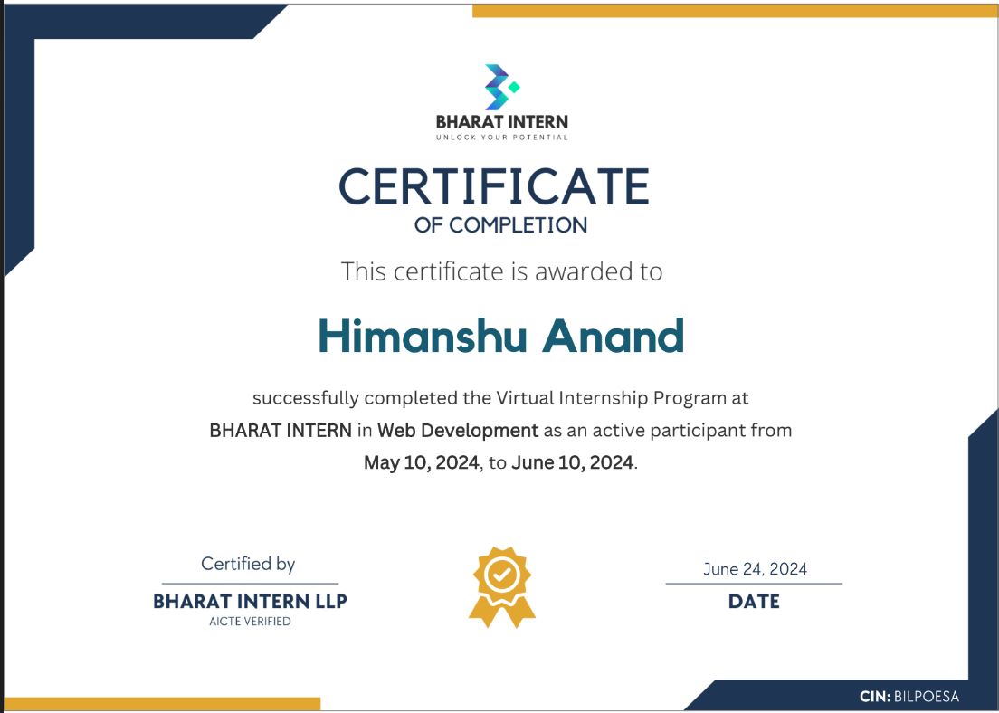 Himanshu Anand on LinkedIn: #internship #webdevelopment #grateful # ... Himanshu Anand on LinkedIn: #internship #webdevelopment #grateful # ...