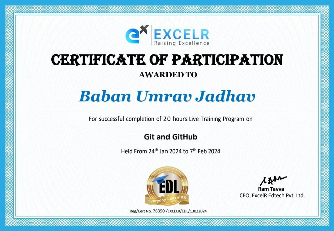 Baban Jadhav on LinkedIn: #git #github #certification #excelr # ... Baban Jadhav on LinkedIn: #git #github #certification #excelr # ...