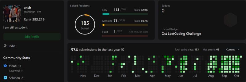 Coding Milestone: 180+ LeetCode Questions | Ansh Singh posted on the ... Coding Milestone: 180+ LeetCode Questions | Ansh Singh posted on the ...