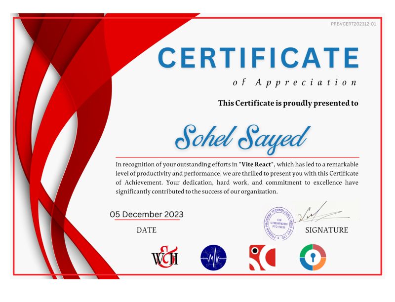 Sohel Sayed on LinkedIn: Excited to share my achievement on Vite React🎓 ... Sohel Sayed on LinkedIn: Excited to share my achievement on Vite React🎓 ...