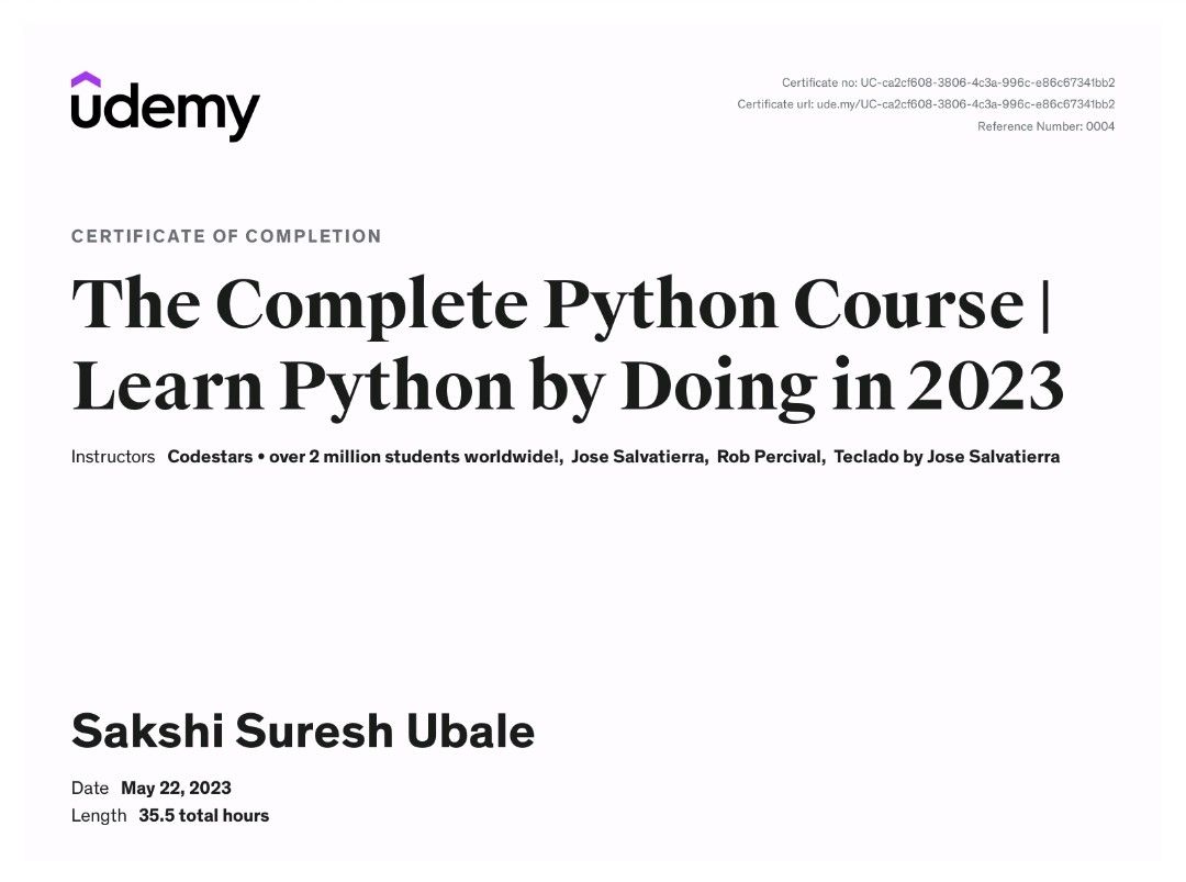 Sakshi Ubale on LinkedIn: Excited to announce my recent accomplishment ... Sakshi Ubale on LinkedIn: Excited to announce my recent accomplishment ...