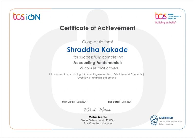 Shraddha Kakade on LinkedIn: I recently completed the 'Accounting ... Shraddha Kakade on LinkedIn: I recently completed the 'Accounting ...