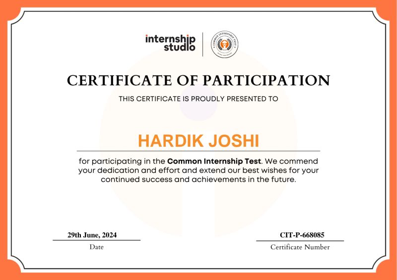 Hardik Joshi on LinkedIn: #internship #cit Hardik Joshi on LinkedIn: #internship #cit