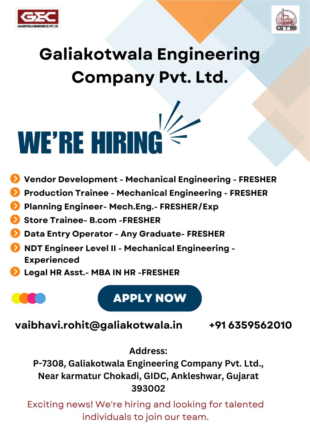 Vaibhavi Rohit on LinkedIn: Hello Connections we are hiring........... Vaibhavi Rohit on LinkedIn: Hello Connections we are hiring...........