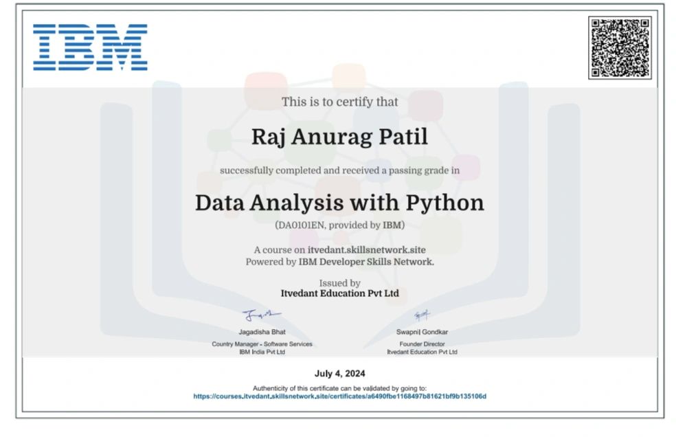 Raj Patil on LinkedIn: #dataanalysis #python #ibm #certification # ... Raj Patil on LinkedIn: #dataanalysis #python #ibm #certification # ...