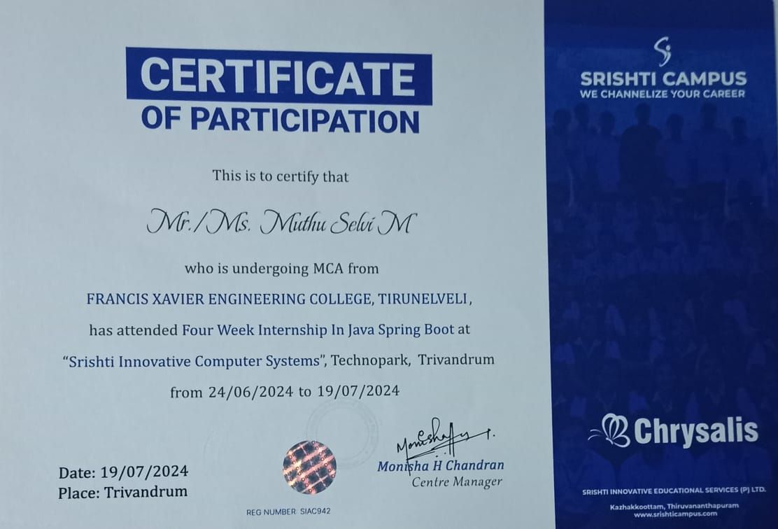 Muthu Selvi on LinkedIn: I successfully completed a one-month ... Muthu Selvi on LinkedIn: I successfully completed a one-month ...