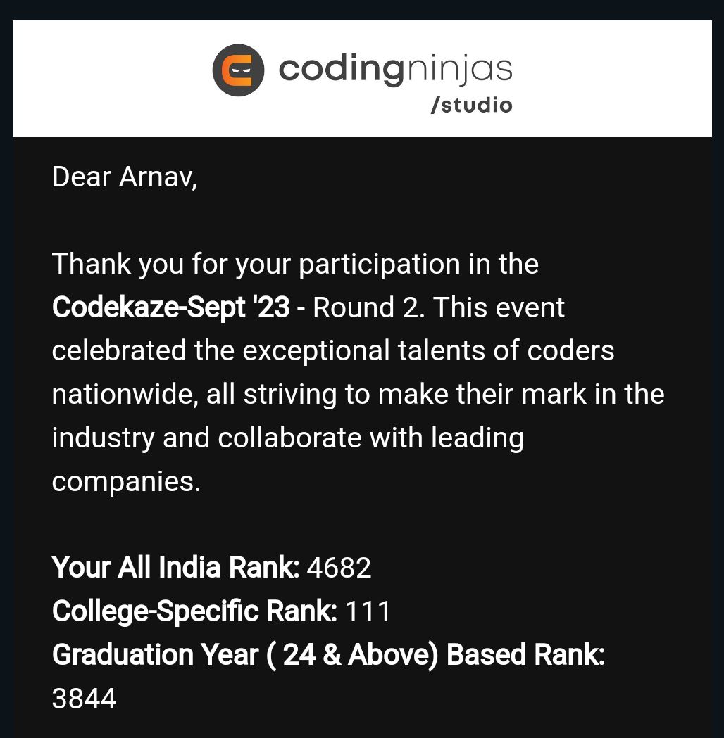 Arnav Chaudhary on LinkedIn: #codekaze23 #codingninjas # ... Arnav Chaudhary on LinkedIn: #codekaze23 #codingninjas # ...