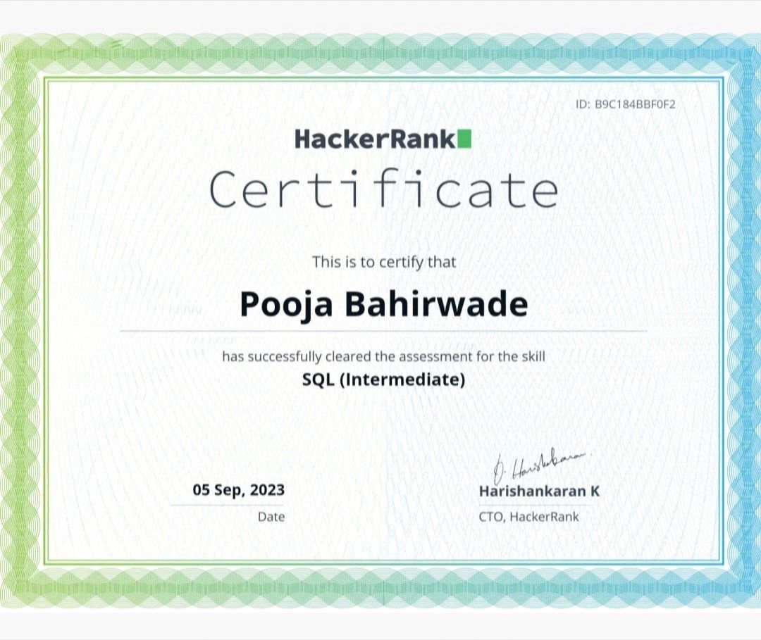 Pooja Bahirwade on LinkedIn: #hackerank #sql Pooja Bahirwade on LinkedIn: #hackerank #sql