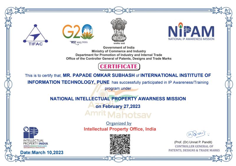 Omkar Papade on LinkedIn: #intellectualpropertyofficeindia #nipam Omkar Papade on LinkedIn: #intellectualpropertyofficeindia #nipam