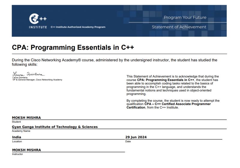 Moksh Mishra on LinkedIn: #cplusplus #programming #certification # ... Moksh Mishra on LinkedIn: #cplusplus #programming #certification # ...