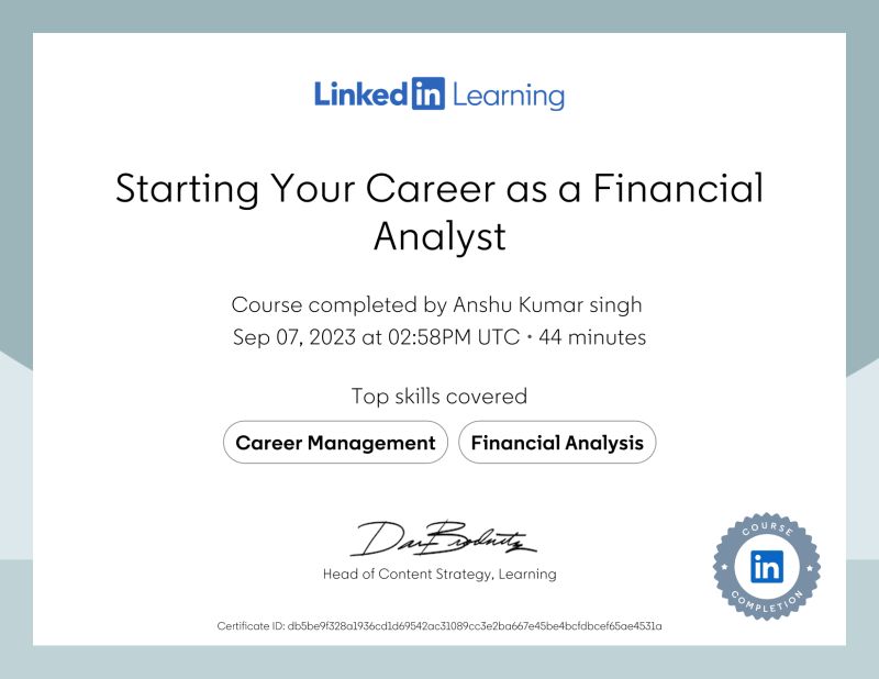 Anshu Kumar singh on LinkedIn: Certificate of Completion Anshu Kumar singh on LinkedIn: Certificate of Completion