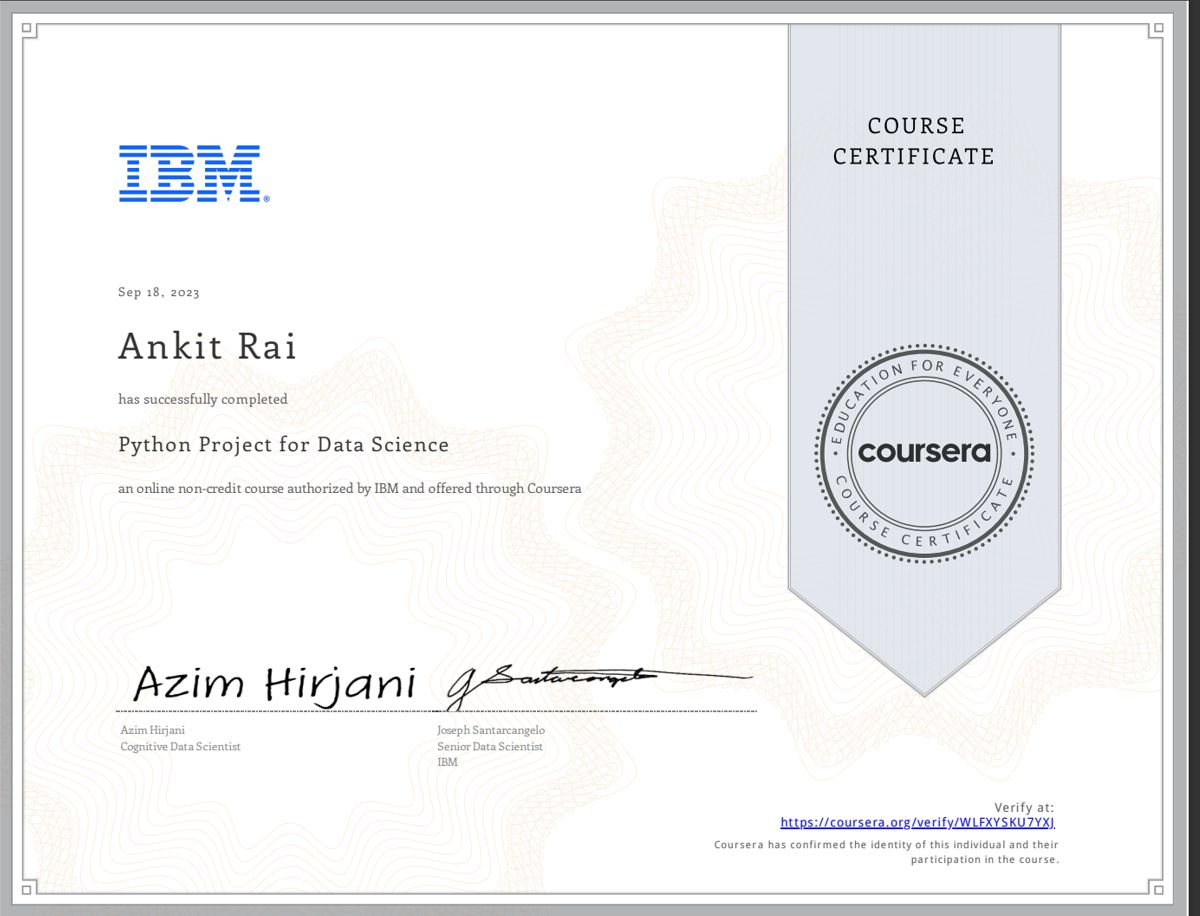 Completed Python Project for Data Science | Ankit Rai posted on the ... Completed Python Project for Data Science | Ankit Rai posted on the ...