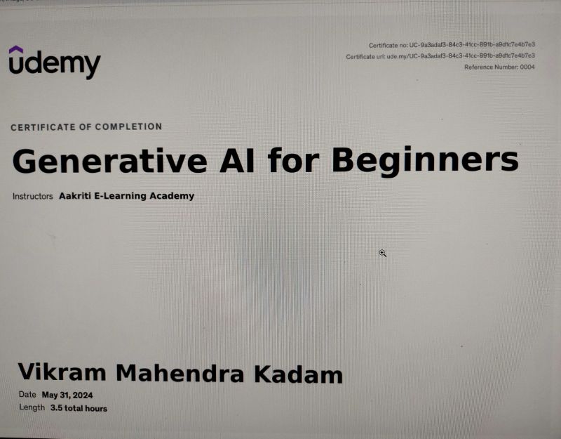 Vikram Kadam on LinkedIn: Completed Generative AI for Beginners. Vikram Kadam on LinkedIn: Completed Generative AI for Beginners.