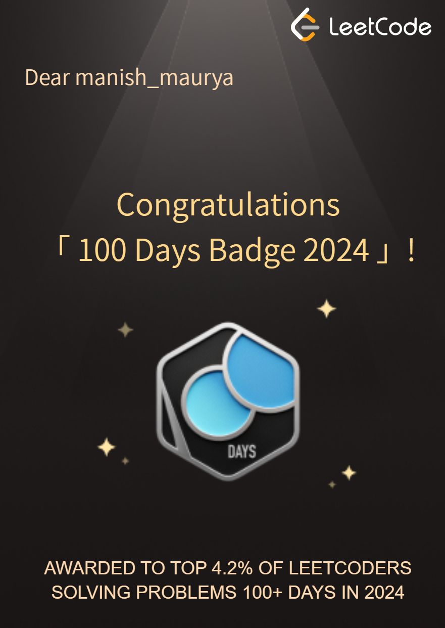Manish Kumar on LinkedIn: 🌟 Celebrating 100 Days of LeetCode! 🌟 Hey ... Manish Kumar on LinkedIn: 🌟 Celebrating 100 Days of LeetCode! 🌟 Hey ...